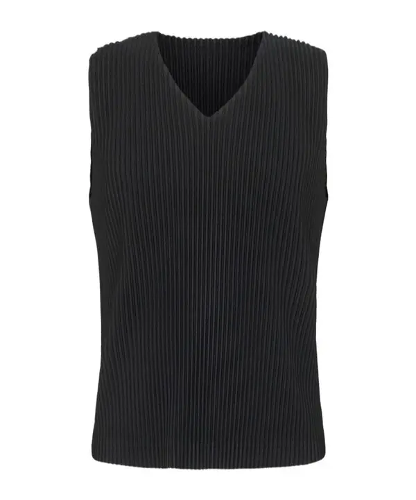 Issey Miyake Sleeveless V-neck Pleated Vest