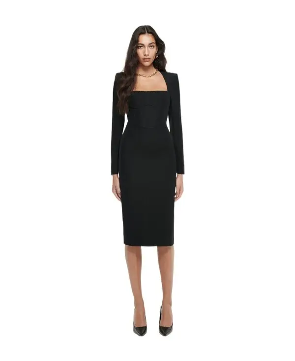 Roland Mouret Long-sleeved Square Neck Dress