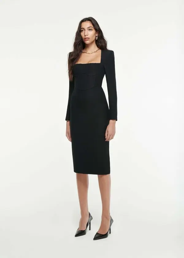 Roland Mouret Long-sleeved Square Neck Dress