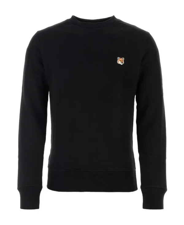 Maison Kitsuné Fox Patch Crewneck Sweatshirt - Black