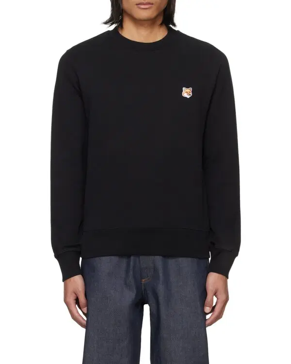Maison Kitsuné Fox Patch Crewneck Sweatshirt - Black