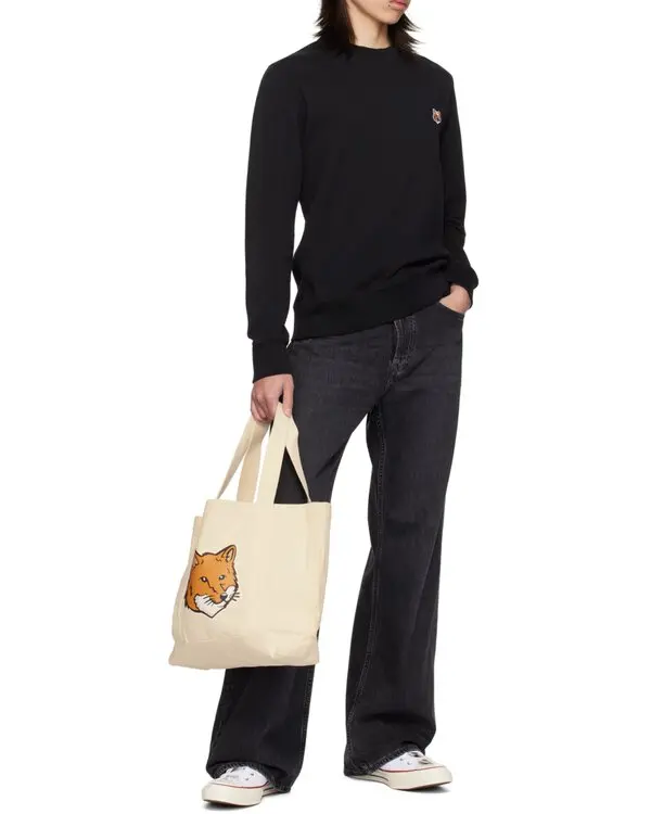 Maison Kitsuné Fox Patch Crewneck Sweatshirt - Black