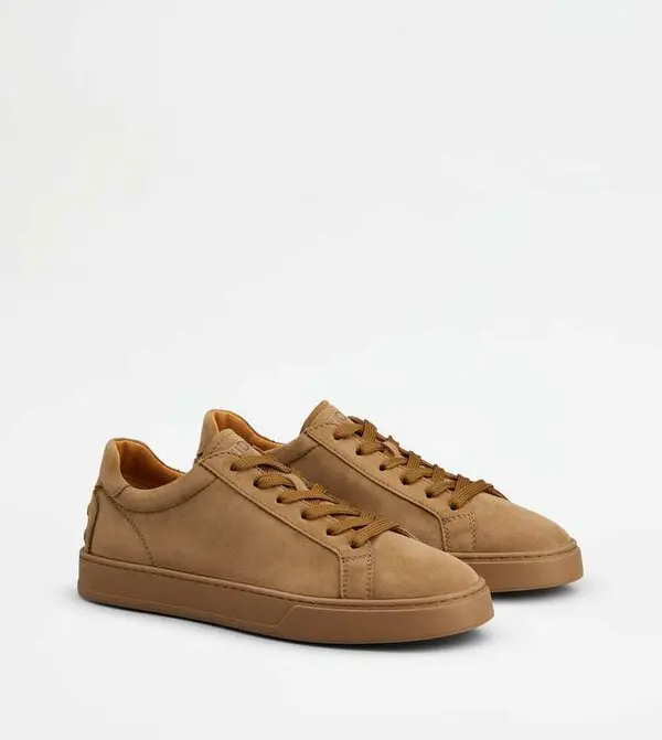 TOD'S Logo Printed Round Toe Sneakers - Brown