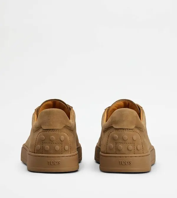 TOD'S Logo Printed Round Toe Sneakers - Brown
