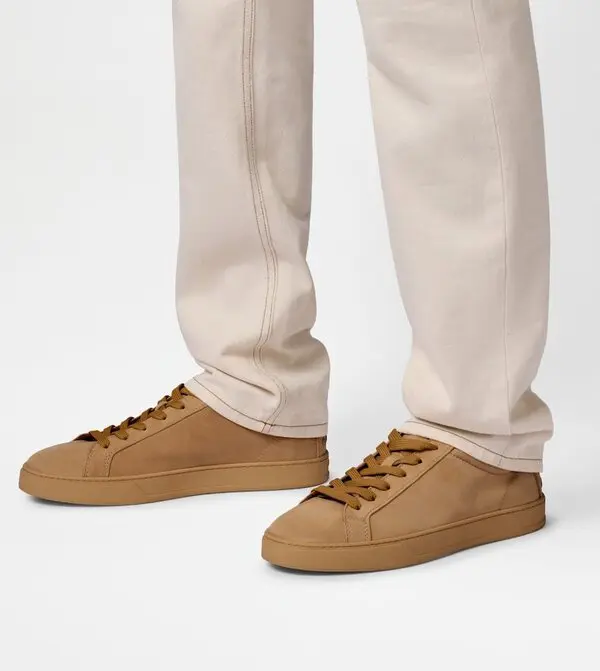 TOD'S Logo Printed Round Toe Sneakers - Brown