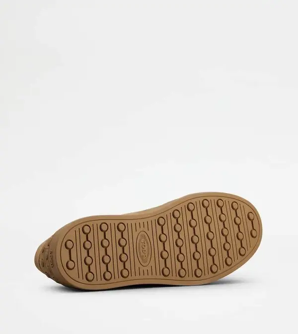 TOD'S Logo Printed Round Toe Sneakers - Brown