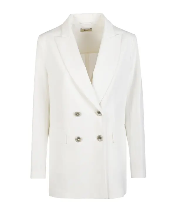 Herno Long Sleeved Double Breasted Jacket - White