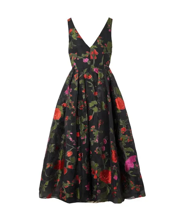 Erdem Sleeveless V-neck Floral Midi Dress