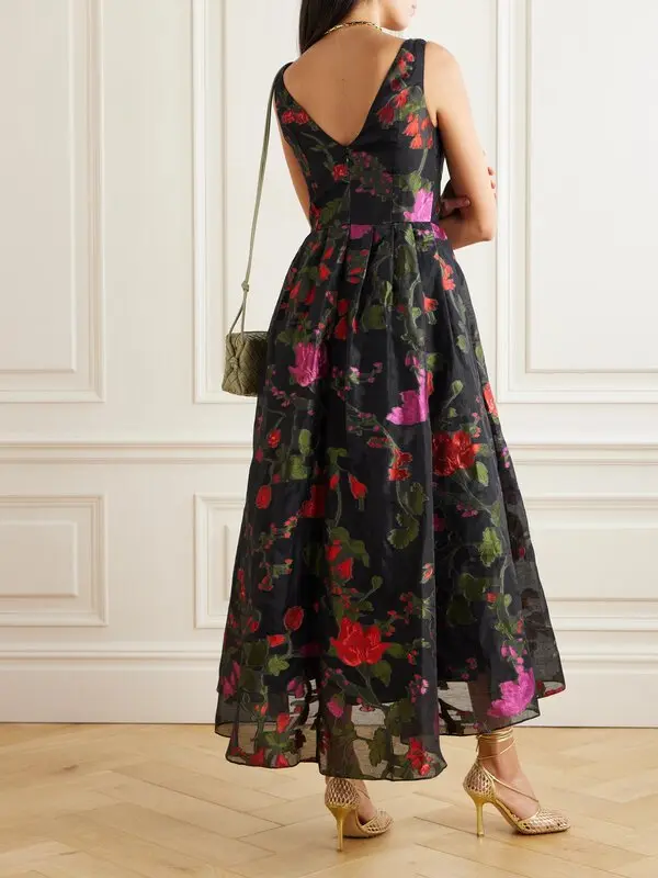 Erdem Sleeveless V-neck Floral Midi Dress