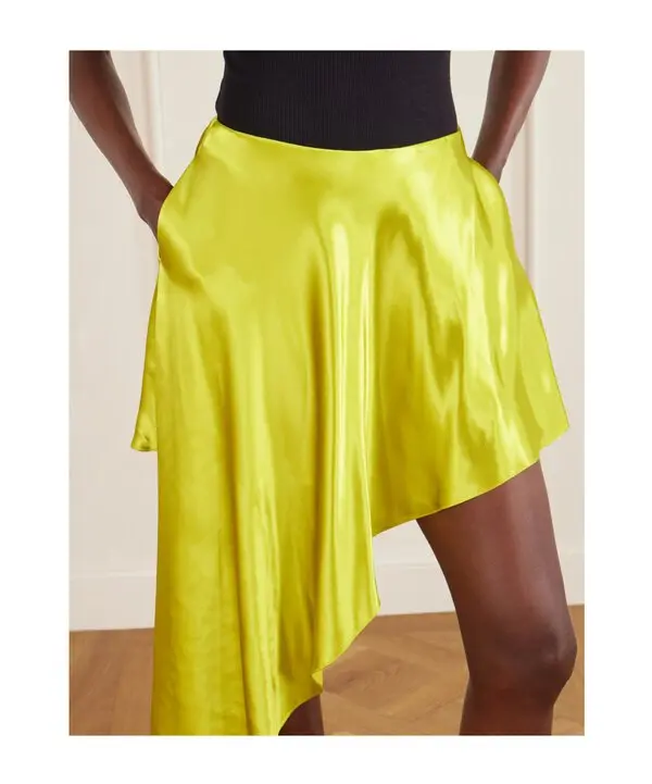 Alaïa Asymmetrical Satin Skirt - Yellow