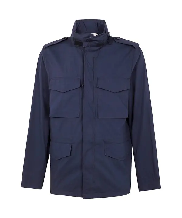 Aspesi Mock Neck Nylon-cotton Poplin Jacket - Navy