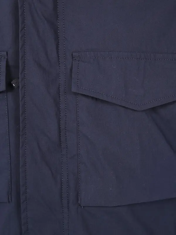 Aspesi Mock Neck Nylon-cotton Poplin Jacket - Navy