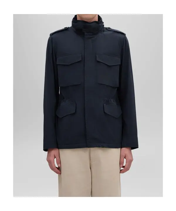 Aspesi Mock Neck Nylon-cotton Poplin Jacket - Navy