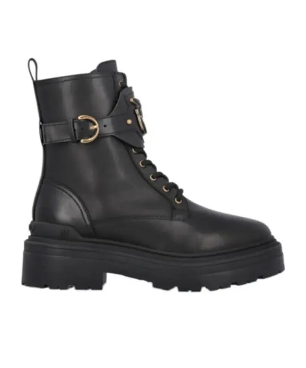 Pinko Logo Plaque Combat Boots - Black