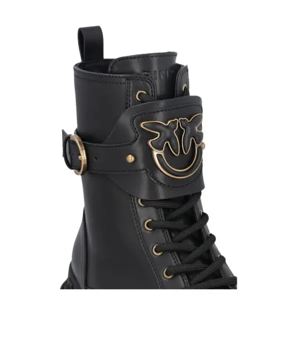 Pinko Logo Plaque Combat Boots