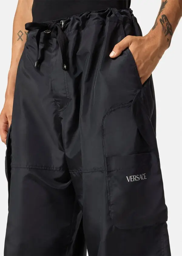 Versace Logo Print Drawstring Cargo Pants