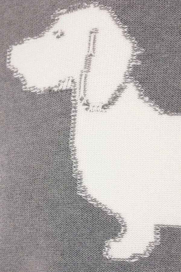 Thom Browne Hector Sweater With Dachshund Appliqu - Light Gray