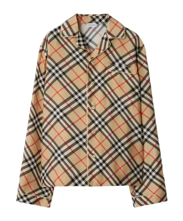 Burberry Vintage Check-printed Buttoned Pajama Top - Sand-colored