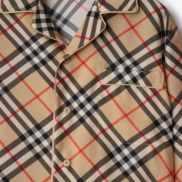 Burberry Vintage Check-printed Buttoned Pajama Top - Sand-colored