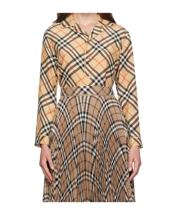Burberry Vintage Check-printed Buttoned Pajama Top - Sand-colored
