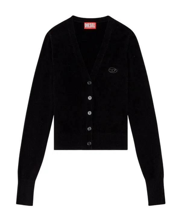 DIESEL® V-neck Knitted Cardigan With Logo Detail
