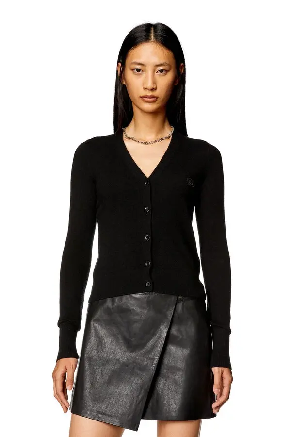 DIESEL® V-neck Knitted Cardigan With Logo Detail