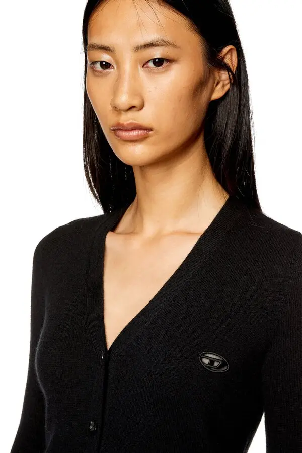 DIESEL® V-neck Knitted Cardigan With Logo Detail