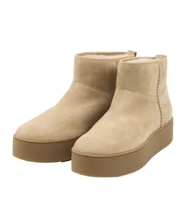 Hogan Platform Shearling Ankle Boots - Nude