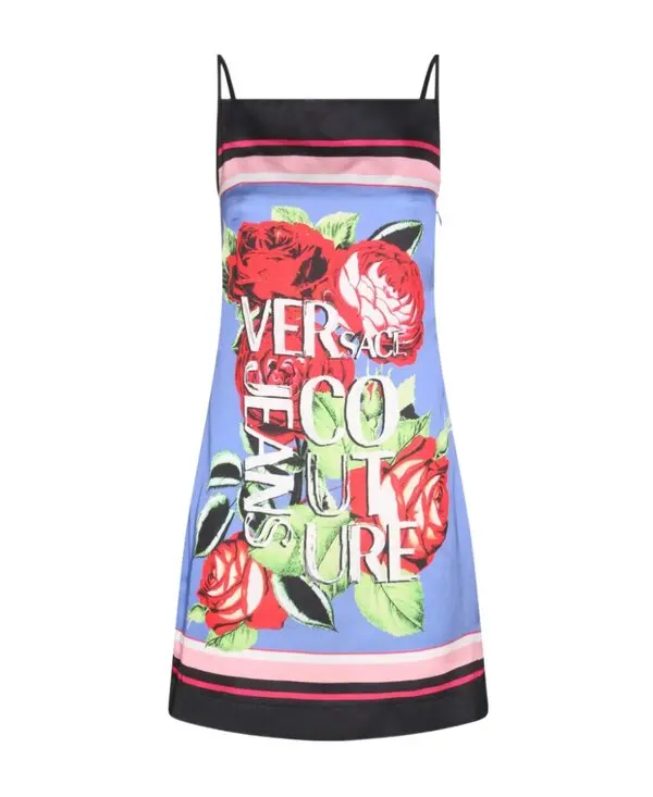 Versace Graphic Print Sleeveless Mini Dress - Multicolor