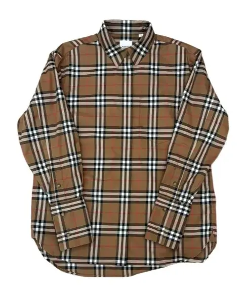 Burberry Regular Fit Check Stretch Cotton Shirt - Brown