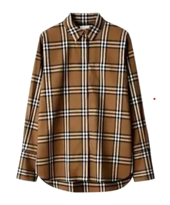 Burberry Regular Fit Check Stretch Cotton Shirt - Brown