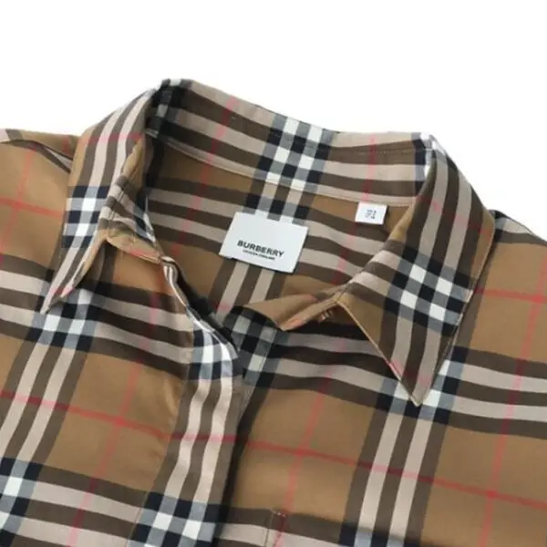 Burberry Regular Fit Check Stretch Cotton Shirt - Brown