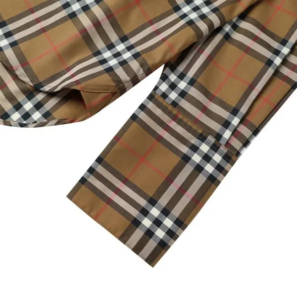 Burberry Regular Fit Check Stretch Cotton Shirt - Brown