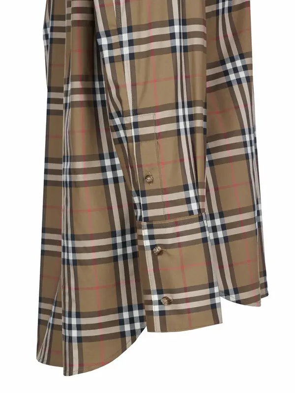 Burberry Regular Fit Check Stretch Cotton Shirt - Brown