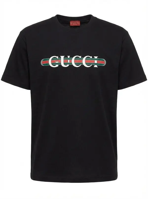 Gucci Logo Printed Crewneck T-shirt - Black