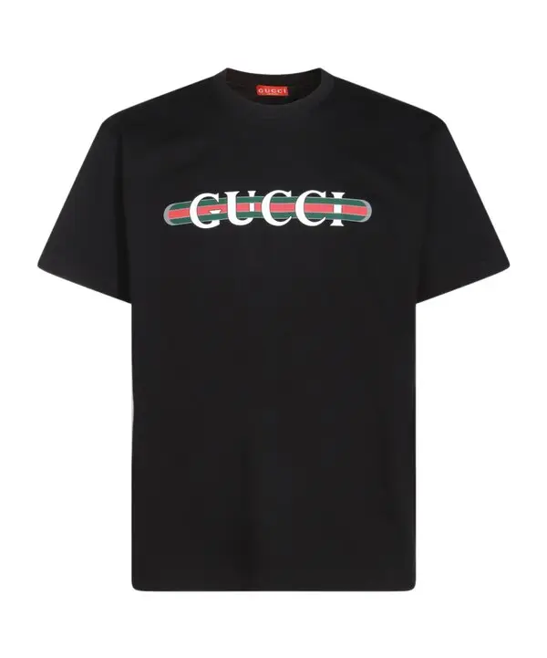 Gucci Logo Printed Crewneck T-shirt - Black