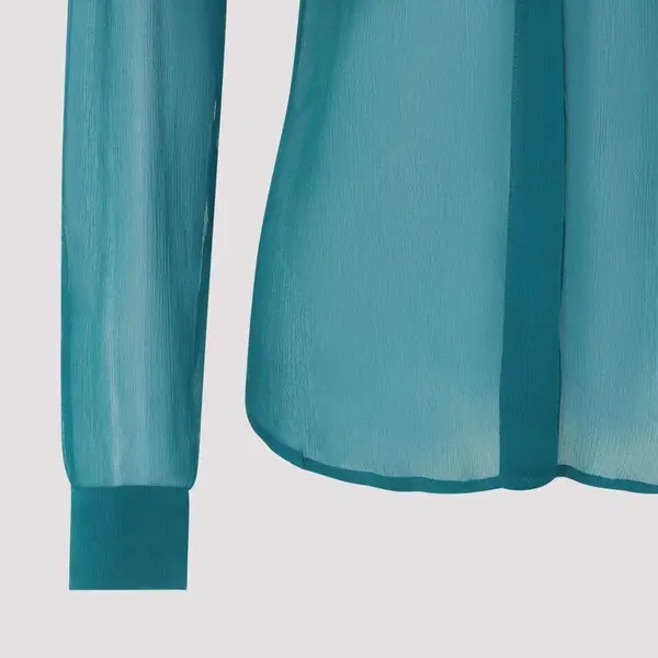 Dries Van Noten Sheer Floral Embellished Shirt - Blue