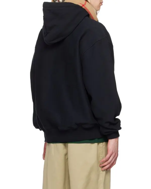 Burberry Kangaroo-pouched Drawstring Hoodie - Black