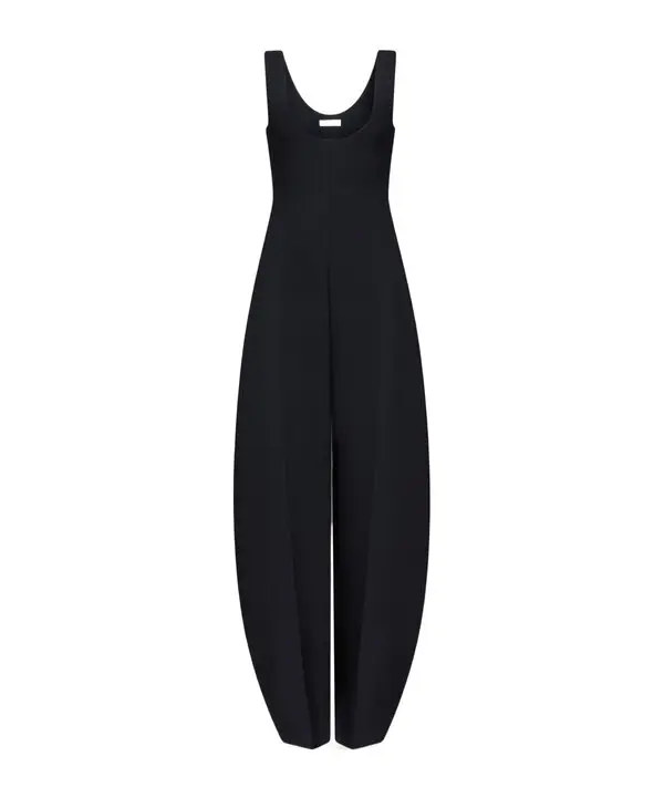 Alaïa Round Neck Sleeveless Crepe Jumpsuit - Black