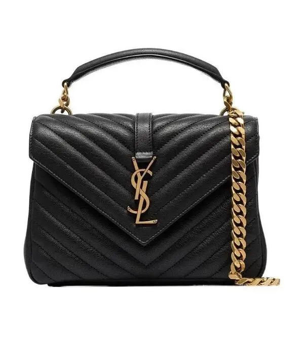 Saint Laurent College Quilted Medium Shoulder Bag - Black
