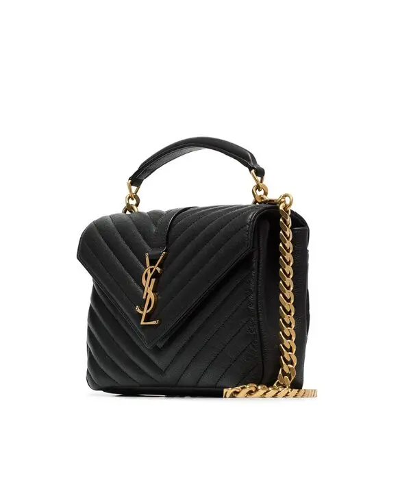 Saint Laurent College Quilted Medium Shoulder Bag - Black