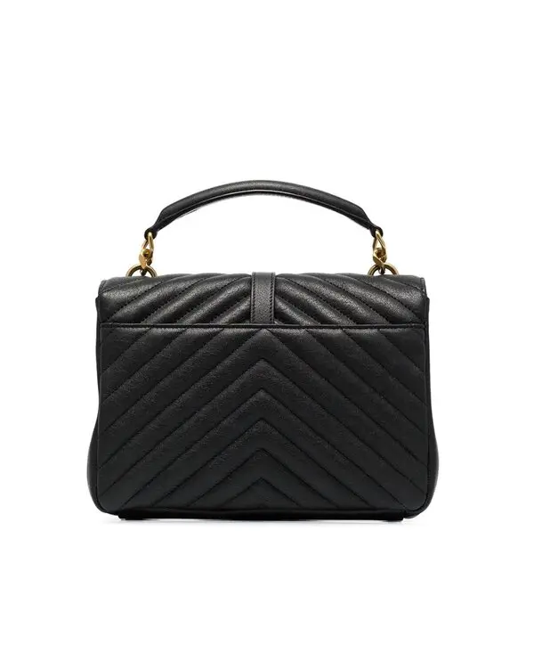 Saint Laurent College Quilted Medium Shoulder Bag - Black