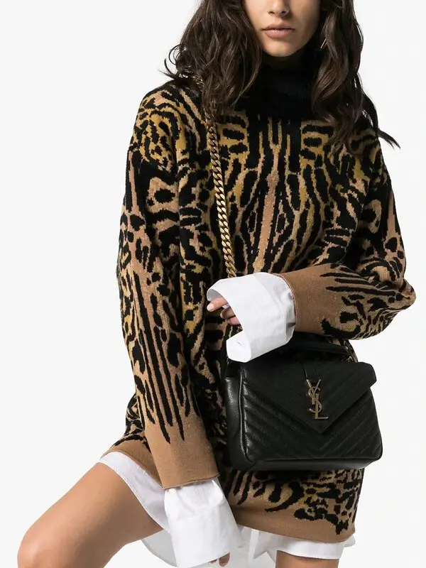 Saint Laurent College Quilted Medium Shoulder Bag - Black