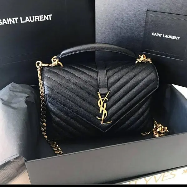 Saint Laurent College Quilted Medium Shoulder Bag - Black