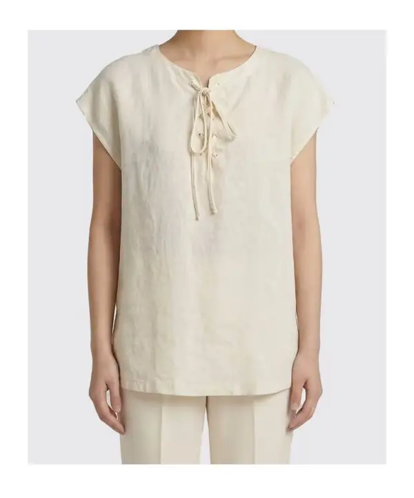 Aspesi Lace-up Short-sleeve Blouse