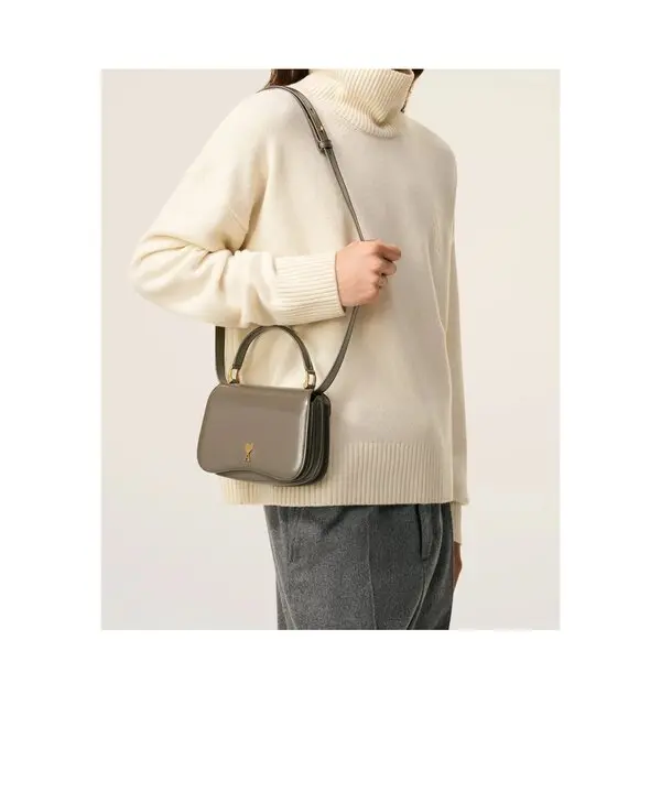 Ami Logo Plaque Foldover Top Shoulder Bag - Green