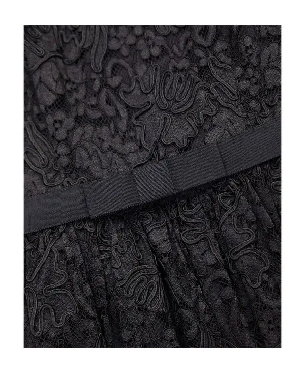 SELF-PORTRAIT Corded Lace Pleated Midi Dress