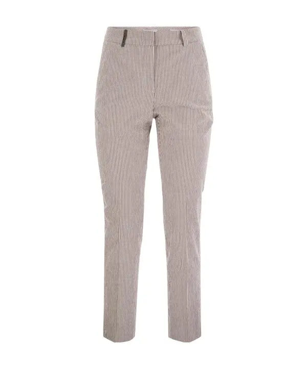 Peserico Seersucker Cigarette Pants - Nude