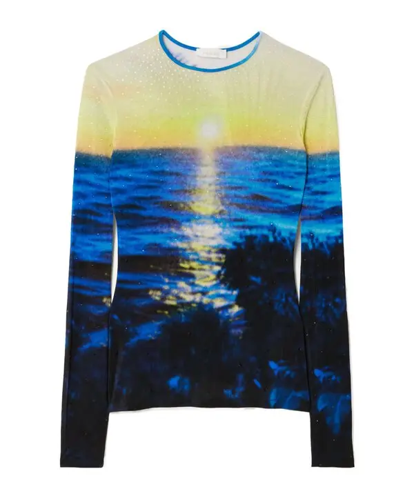 Rabanne Printed T-shirt With Crystal Embellishments - Multicolor