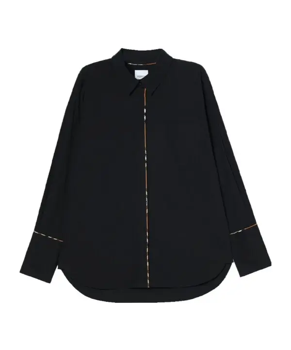 Burberry Stretch Cotton Shirt With Check Trim